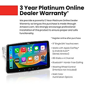 BOSS Audio Systems BCPA9 Single DIN Car Stereo Wireless Apple CarPlay, Android Auto, 9 Inch Touchscreen, Bluetooth, AM/FM Radio Receiver