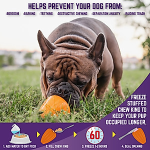 Chew King Premium Treat Dog Toy, Extremely Durable Natural Rubber Toy, Bacon Flavored Dog Toy Orange Large