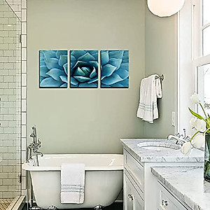 Biuteawal- Modern Canvas Painting Wall Art Blue Agave Picture Plant Painting Wall Decor Turquoise Teal Art Print Gallery Wrap Ready to Hang Modern Bedroom Decorations