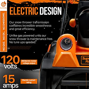 SuperHandy Electric Snow Thrower Walk-Behind Blower 15A 18 x10 Inch & Cord Reel 12AWG x 50' Feet [Bundle Deal]