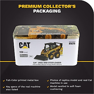 Diecast Masters 1:50 Caterpillar 242D3 Skid Steer Loader with Attachment Accessories | High Line Series Cat Trucks & Construction Equipment | 1:50 Scale Model Diecast Collectible | DM Model 85676