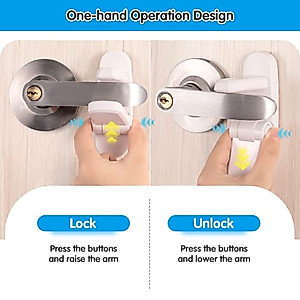 RENAISSANT 2 Pack - Childproof Door Lever Lock, Prevents Toddlers from Opening Doors, Easy One Hand Operation Door Locks for Kids Safety, ABS with Damage-Free 3M Adhesive Child Safety Door Handle Lock