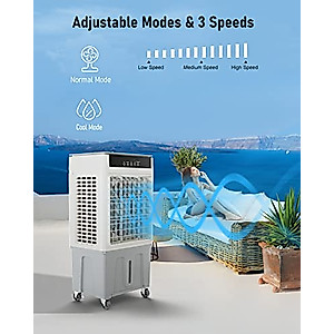 35’’ Portable Air Conditioner 3-IN-1 Evaporative Cooler, 30Ft Remote, 3 Speeds, 2800 CFM, 100 Degree Swing, 1050 sq. ft. coverage, 24H Timer, 6.8 Gallon Tank, 4 Ice Packs for Garage Patio Outdoor