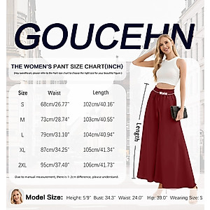 GOUCEHN Women Wide Leg Pants Casual High Waisted Long Palazzo Pants Drawstring Flowy Trouser (Black, Small)