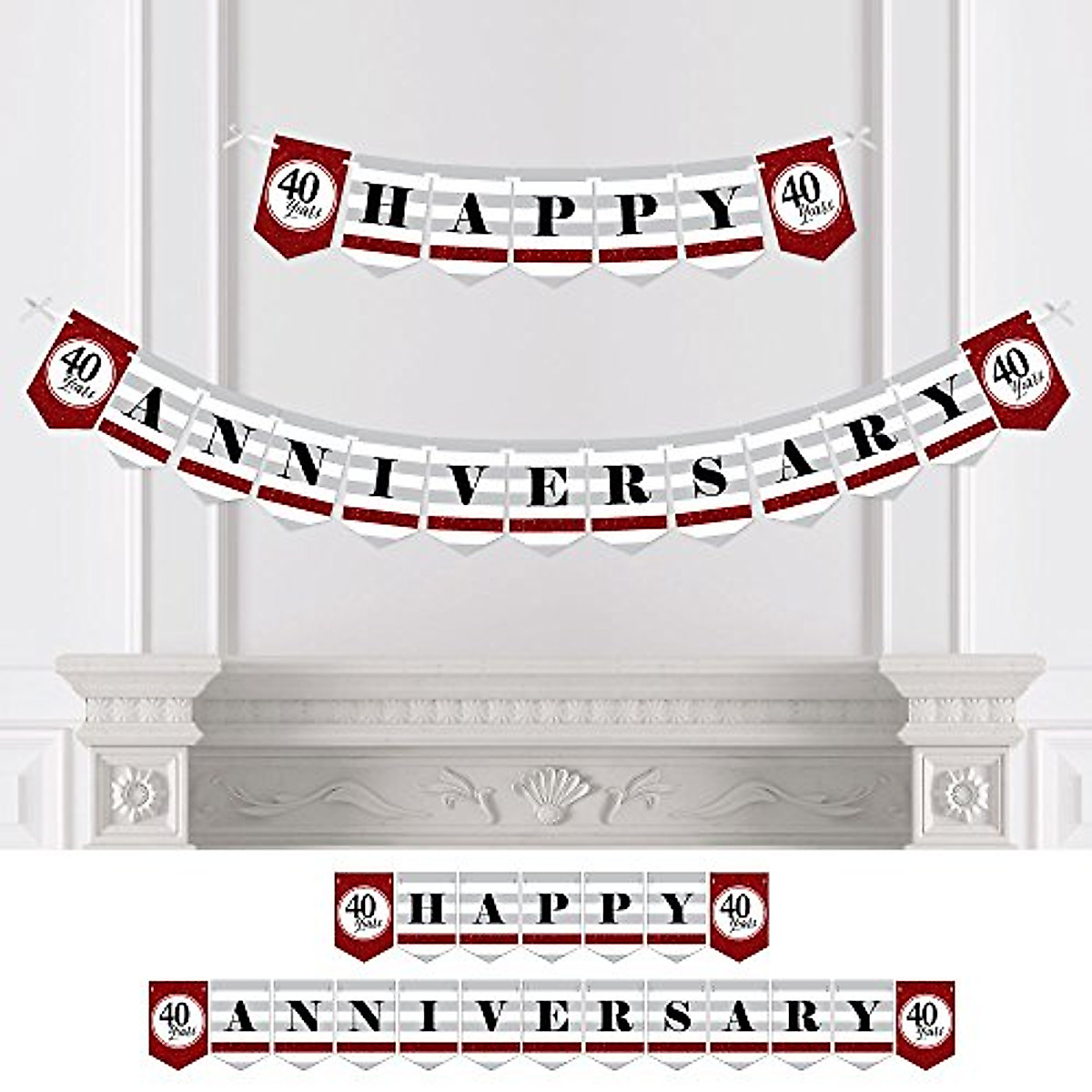 Big Dot of Happiness We Still Do - 40th Wedding Anniversary Party Bunting Banner - Ruby Party Decorations - Happy Anniversary