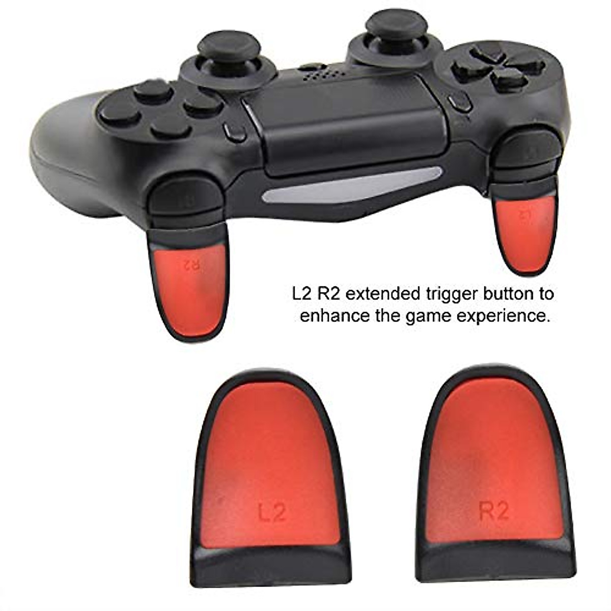 SALUTUY L2 R2 Controller Extenders, Extended Grips Controller Long Service Life ABS and Rubber for Controller for(red)