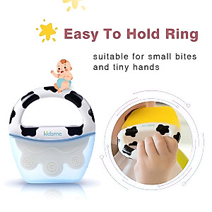 Kidsme Cooling Teething Rings for Babies, Baby Teether for Babies 0-6 Months, BPA-Free Silicone Baby Teething Toys for Breastmilk, Smoothies, Water, Purees, Juice & More