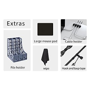 Marvelous World Home Office Desk, 63'' Computer Desk Built in a Power Strip with 4 Outlets and 2 USB, Durable and Stable PC Desk Support UP to 800 LBS