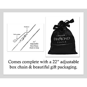 Central Diamond Center Omega Dancing Stone Necklace Sterling Silver & Pure Brilliance Zirconia - Platinum Plated