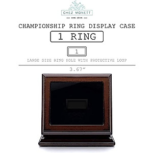 CHEZ MONETT Championship Ring Display Case Big Ring Storage Box (Espresso, 1 Slot)