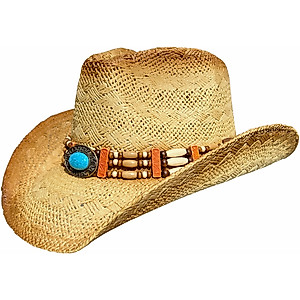 Western Outback Cowboy Hat Men's Women's Style Straw Felt Canvas (Western Brown)