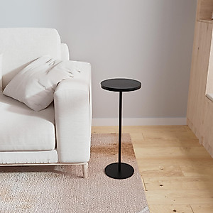 DREAMODERN Round Drink Table Black Side Table, Modern End Table Small Pedestal Table Martini Table for Living Room Bedroom Small Spaces Sofa Couch Chair - Black
