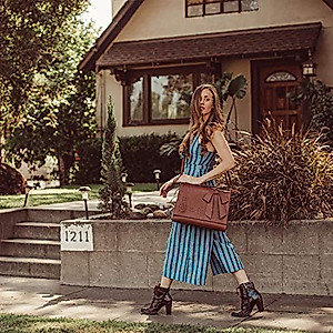 ECOSUSI Briefcase for Women Laptop Bag for Work Briefcase Crossbody Messenger Bags Vegan Leather Satchel Purse Fit 14 Inches Laptop, Coffee