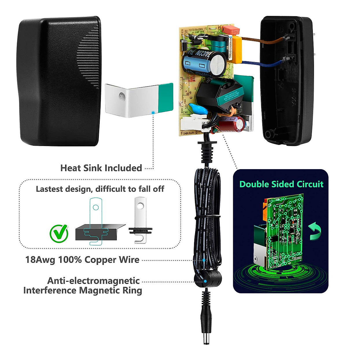 Chanzon 12V 2A Power Supply Class2 24W LED Strip CCTV Camera AC DC Switching Adapter (Input 100-240V, Output 12 Volt 2 Amp) Wall Wart Transformer Charger for DC12V (6Ft Cord, 24 Watt Max)