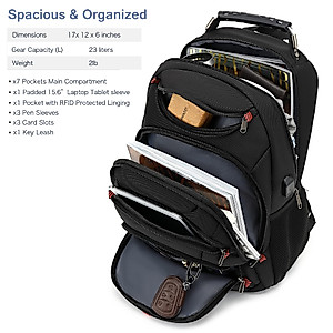 18.4 Extra Large Travel Laptop Backpack for Men, TSA Approved College High School Backpack with Suspended Load Technology-55L Expandable Gaming Laptop Backpack-Reduce Impact Force to 30%, Black.