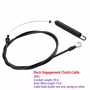 Yiekea 532435111 Deck Engagement Clutch Cable fits Craftsman YT3000, YT4000, YTS3000,YTS4000, DY4500, DYS4500 Riding Mower for Husqvarna Poulan Lawn Mowers Replaces 435111 197257 408714