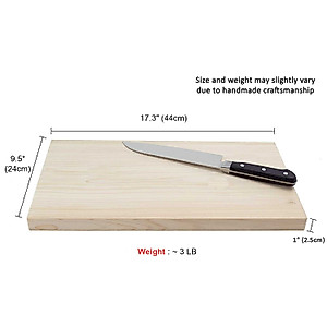 Hinoki Cypress Thick Cutting Board for Gift, Customized Laser Engraving and Wood Burning | Artisan Handmade One Solid Piece | Made in Korea (17.3"X9.5", Large)