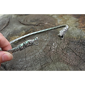 LANSEIS viking wolf necklace Wolf Head Torc Neck Ring Ragnar Handmade jewelry