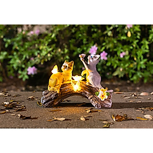 VP Home Kittens on a Log Solar Powered LED Outdoor Decor Garden Light, Great Addition for Your Garden, Solar Powered Light for Outside Patio Lawn