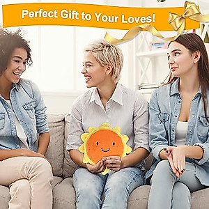 Atsuwell Microwave Heating Pad, Multipurpose Warm Moist Heat Pillow, Fluffy Microwavable Heat Pad for Pain Relief, Moist Heat Compress for Cramps, Muscles, Joints, Back, Neck and Shoulders, Yellow Sun