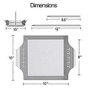Stainless Steel 10 inch Vertical Skewer for Tacos Al Pastor-Shawarma Stand Skewer for Charcoal Grills or Stove,with 2 Removable Spikes(8.5“/12”)-Universal BBQ Grilling Accessory