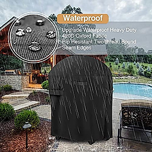 30-inch Round Barbecue Cover, BBQ Grill Cover Kamado Cover Barrel Cover Fit for Smoker Grills Charcoal Grills Kamado Grills Gas Grills Vertical Fire Pit Barrel, Outdoor UV Dust Water Resistant