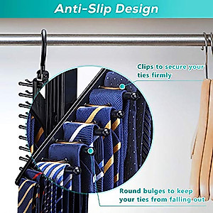 IPOW Upgraded 2 PCS See Everything Cross X 20 Tie Rack Holder,Rotate to Open/Close Tie and Belt Hanger with Non-Slip Clips,360 Degree Swivel Space Saving Organizer
