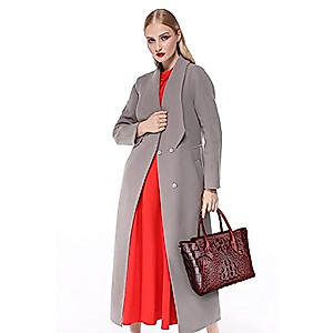 PIJUSHI Embossed Crocodile Handbags for Ladies Designer Purses Top Handle Shoulder Bag Bundle with Wristlet Wallet For Women Crocodile Leather Wallet Ladies Clutch Purses