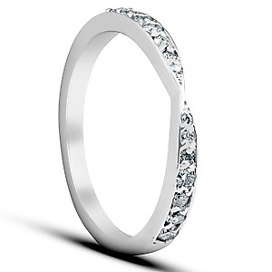 1/4Ct Diamond Stackable Tapered V Shape Womens Wedding Ring 10k White Gold - Size 8.5