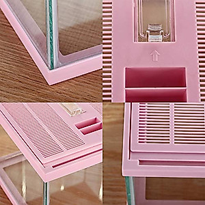 crapelles Reptile Tank Color Pink Spider Terrarium Container Tarantula Box cage Gecko Habitat Insect Enclosure Frog Carrier Tortoise Snail Container Fish Bowl Hermit Crab House Cricket breeding Box