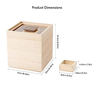Wooden Rice Storage Container with Lid and Measuring Cup, 11.8lbs / 5kg - Grains, Dry Food