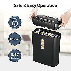 Paper Shredder, 10-Sheet Strip Cut with 3.17-Gallon Basket, P-2 Security Level, 3-Mode Design Shred CD and Credit Card, Durable&Fast with Jam Proof System, Paper Shredder for Home Office (ETL)