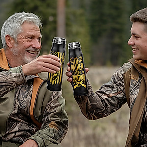 FROOBLEQUIRK I'd Rather Be Hunting Tumbler For Men, 17oz Deer Hunting Bullet Tumbler For Men - Birthday, Fathers Day, Christmas Gift For Hunters - Hunting Gifts For Men Dad Son Husband Friends