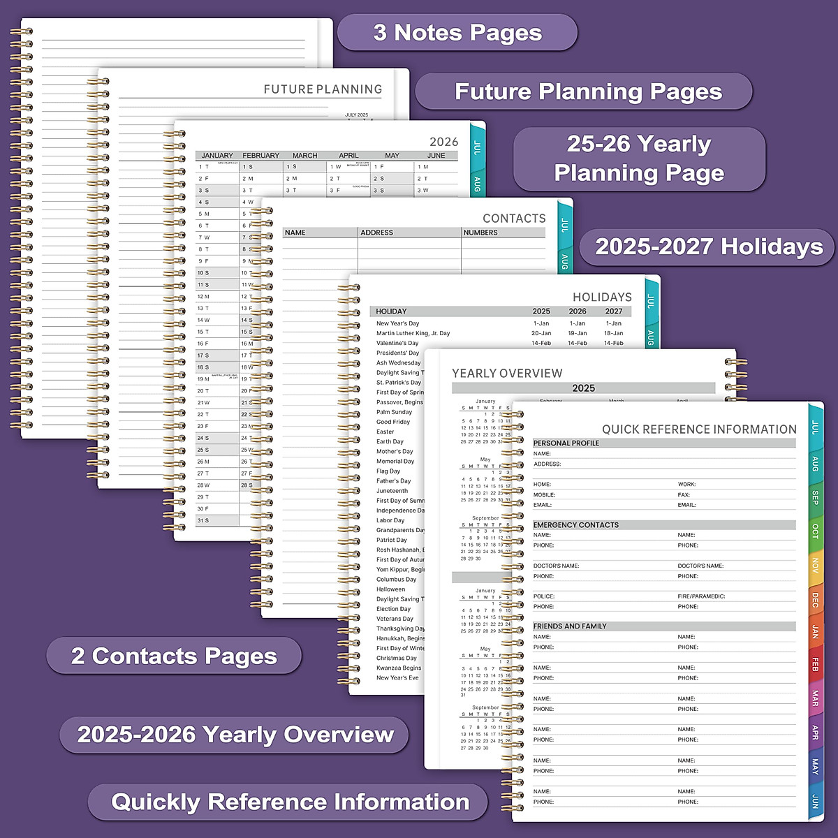 2023 Weekly Appointment Book & Planner - 2023 Daily Hourly Planner with Twin-Wire Binding, 8" x 10", Appointment Book from January 2023- December 2023, Hourly Interval, Lay - Flat, Round Corner, Thick Paper - Purple