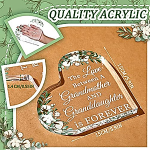 Grandma Gift Grandma Birthday Gift Acrylic Heart Shape Grandma Sign from Granddaughter Grandson Thoughtful Grandmother Gift Ideas for Birthday Mother's Day (Granddaughter)