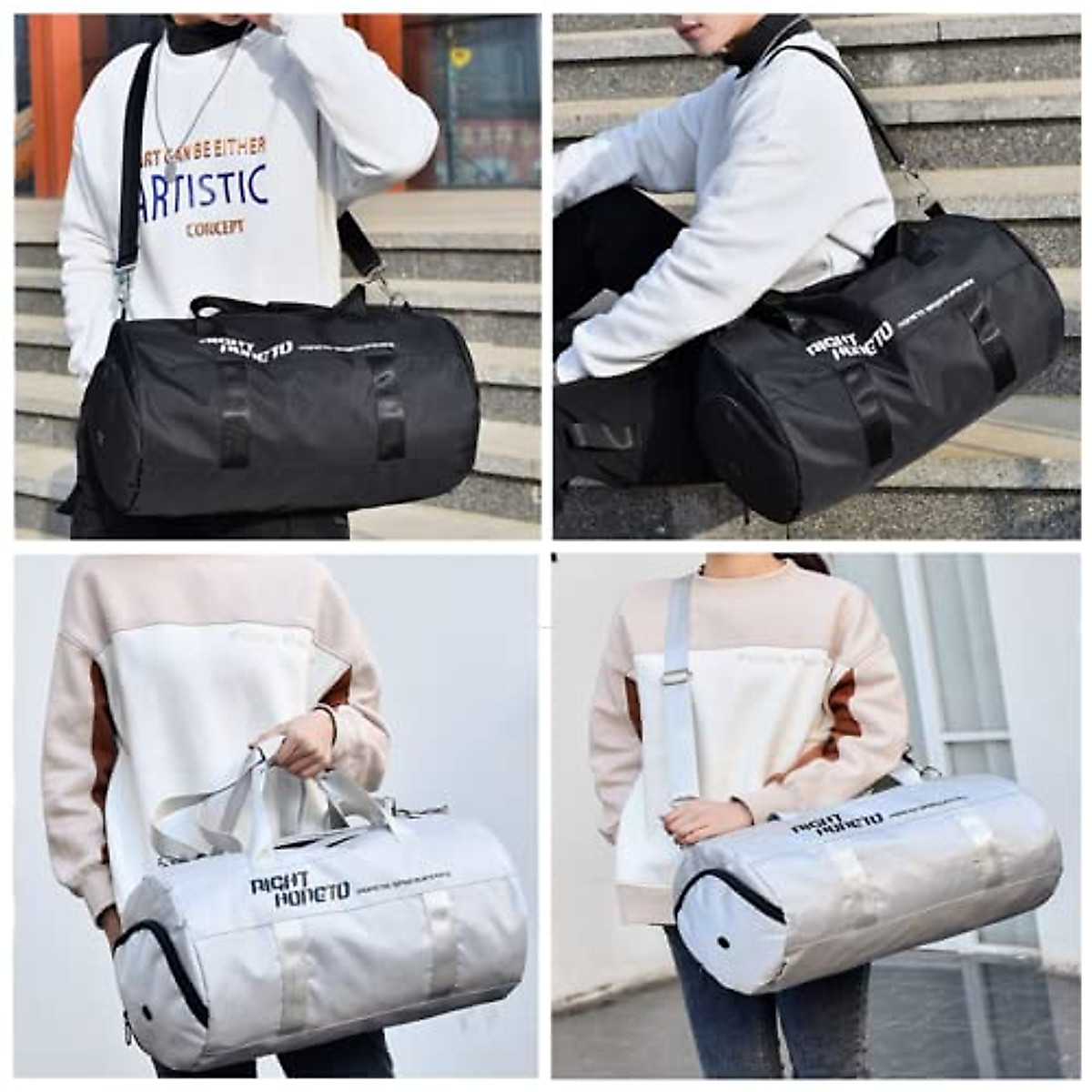 Sutmdo Gym Bags for Men and Women, Lightweight Carry-On,Sport Duffel bag with Shoe and Wet Compartments, Duffel Bag for School Practice or Overnight Travel Weekend (10black)