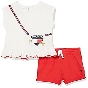 Tommy Hilfiger Baby Girls 2 Pieces Short Set, Bright White, 18M US