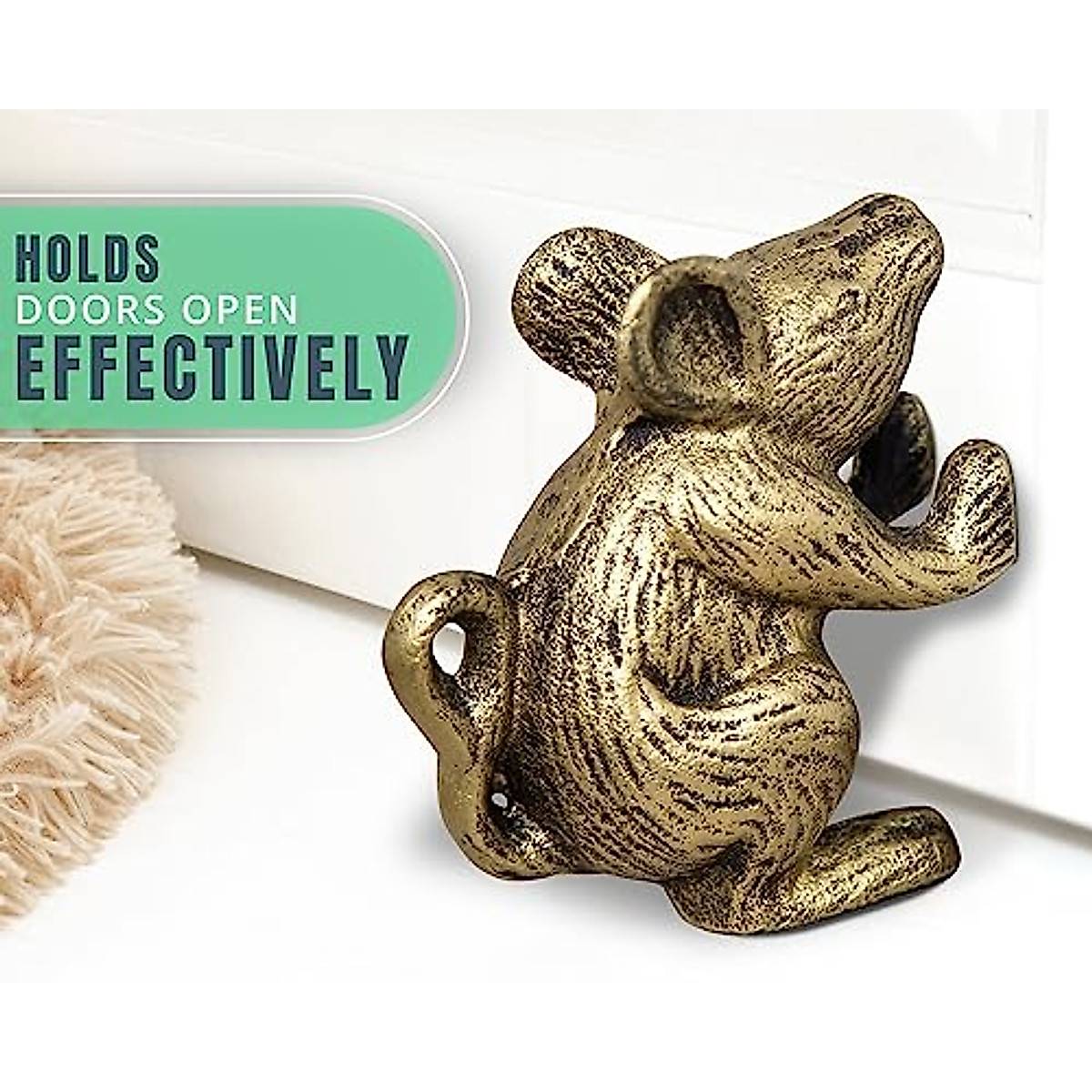 Cast Iron Mouse Door Stop - Vintage Rustic Door Holder by Comfify