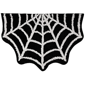 Estmy Gothic Rug Spider Web Indoor Halloween Rug 2x3, Plush Gothic Cute Fun Halloween Bathroom Rugs Non Slip Kitchen Rug Washable, Halloween Throw Area Rugs for Front Door Porch Indoor Doormat