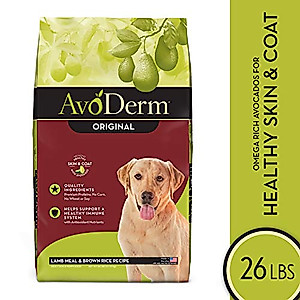 AvoDerm Natural Lamb Meal & Brown Rice Recipe Dry Dog Food, For Allergy Support, 26 lb