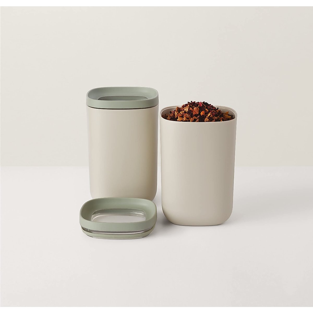 Berghoff Balance 2Pc Large Food Containers 4.3" x 4.3" x 6.7", 1.4qt., Square, Recycled Material, Large Opening, Stackable, Airtight Seal, Keep Foods Fresh