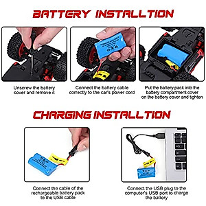 Remote Control Car,1:20 Scale RC Stunt Car,2WD High Speed 25 Mph All Terrains Monster Truck Electric Toy Off Road RC Toy Cars Crawler with LED Headlight for Xmas Birthday Gift Adults,Kids(Blue/Red)