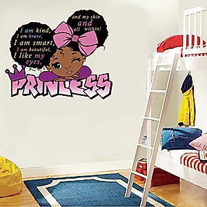 Wall Decals for Girls Bedroom, Black Girl Magic Inspirational Quote Wall Decal, Pink Room Decor African American Wall Sticker for Nursery Playroom Bedroom Living Room Wall Decor