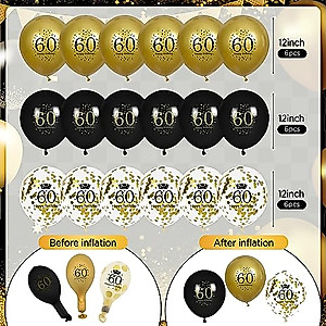 Black Gold 60th Birthday Decorations Banner Balloon for Men Women,Black Gold Happy 60th Birthday Party Yard Banner 18PCS 60th Birthday Balloons to 60 Anniversary Party Supplies Outdoor Indoor Decor