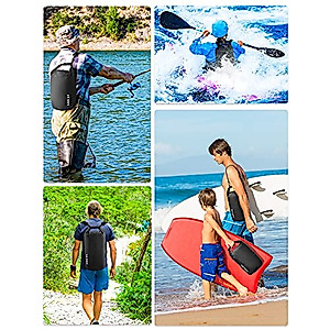 HEETA Waterproof Dry Bag for Women Men (Upgraded Version), Roll Top Lightweight Dry Storage Bag Backpack with Emergency Whistle for Travel, Swimming, Boating, Kayaking, Camping, Beach (Black, 5L)