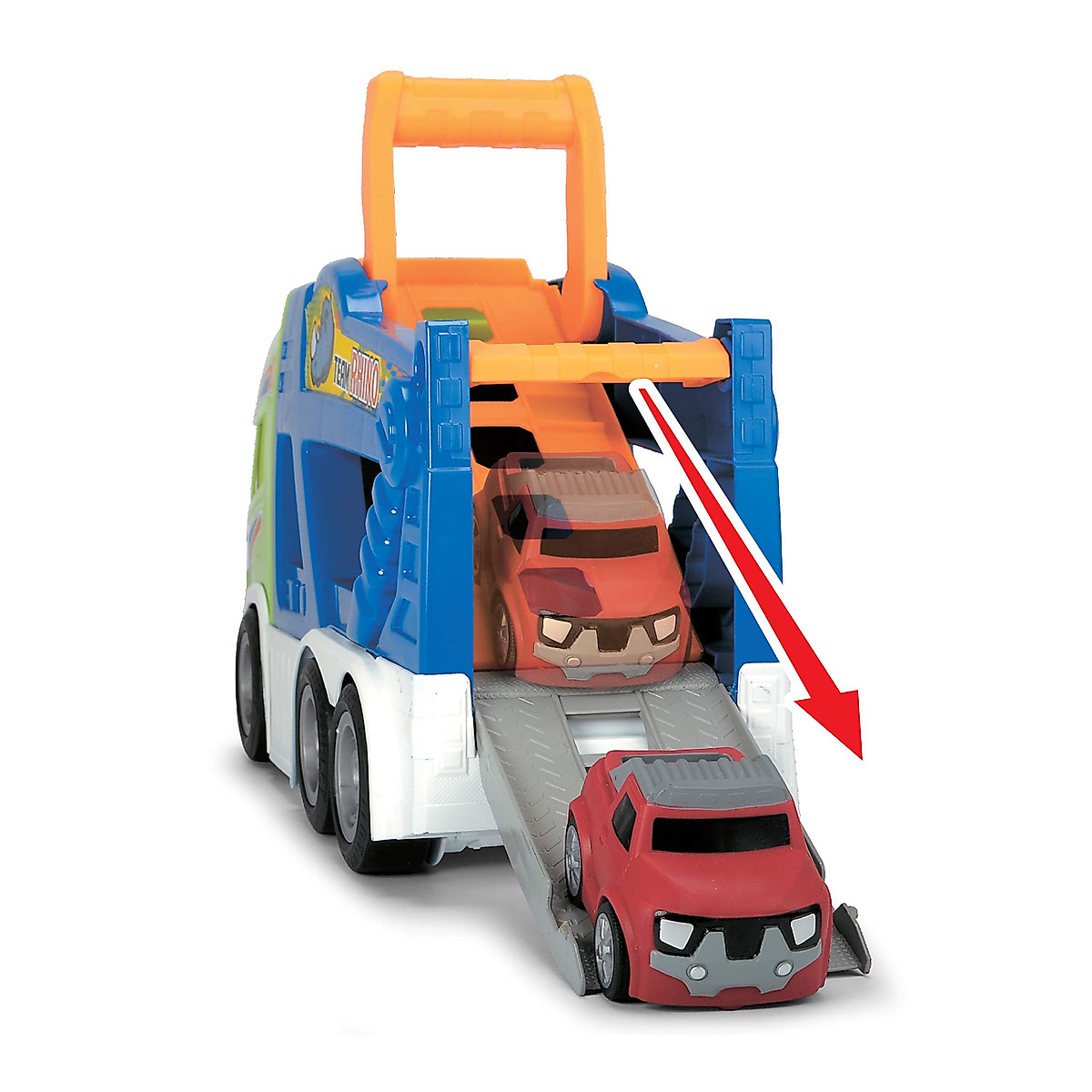 DICKIE TOYS - 16" Happy Scania Car Transporter Pre-School Vehicle with Extra Car