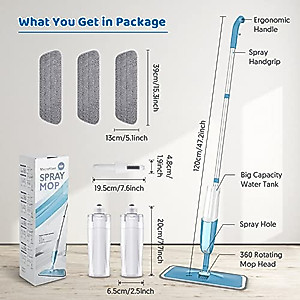 Dust Mops for Floor Cleaning Spray Floor Mop -MEXERRIS Microfiber Mops Wet Mops with Spray Include 3 Washable Pads 2 Bottles Wood Floor Mops Commercial Home Use for Laminate Wood Vinyl Ceramic Tiles