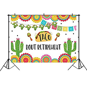 Lofaris Taco Bout Retirement Party Backdrop Mexican Fiesta Retired Background 7x5ft Colorful Paper Cactus Adults Retirement Party Supplies Cake Table Banner
