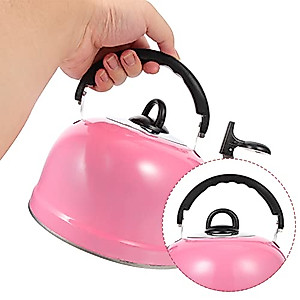 Whistling Stovetop Tea Kettle Stainless Steel Teapot Hot Water Fast to Boil Water Kettle Pot with Cool Touch Ergonomic Handle Loud Whistle for Tea Coffee Milk Etc Gas Electric Applicable (pink)