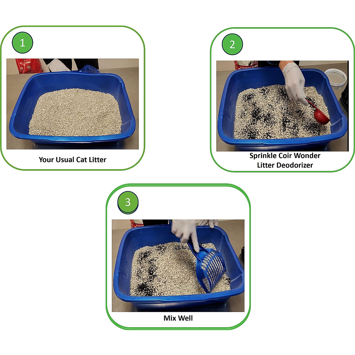 Coir Wonder Cat Litter Deodorizer – Litter Box Odor Eliminator – 2.2 Lb - Made of Activated Charcoal Carbon – Longer Kitty Litter Life – Odor Control for Small Animal Pet Enclosure and Chicken Coop